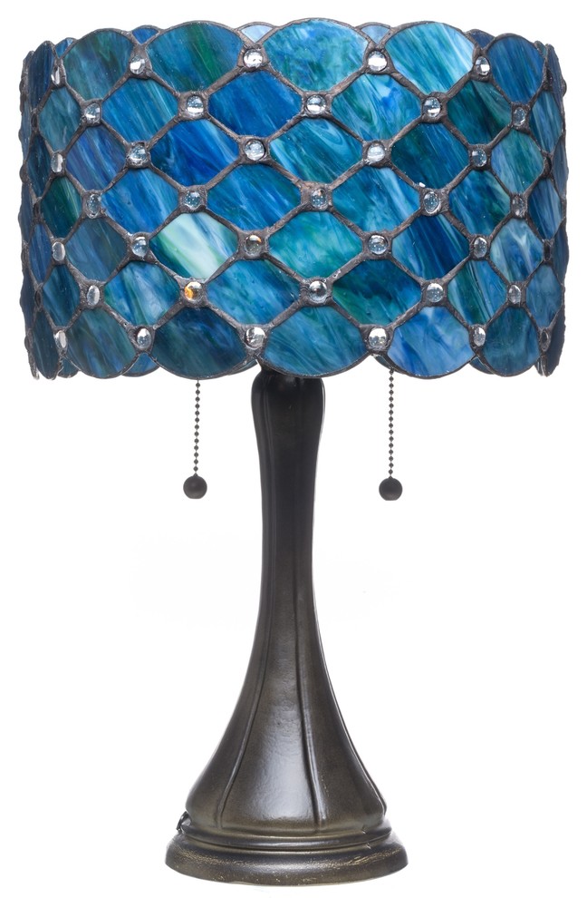 Serena d'italia Contemporary Tiffany 2-Light Blue Jeweled 22" Table ...