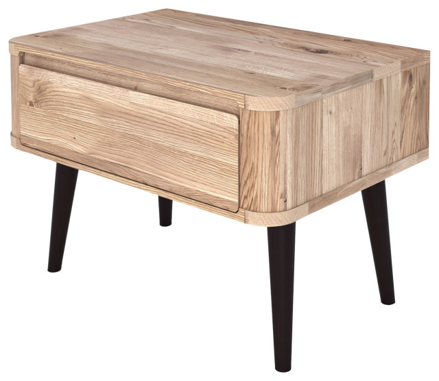 Retro Bedside Table Solid Oak Wood - Midcentury - Nightstands And ...