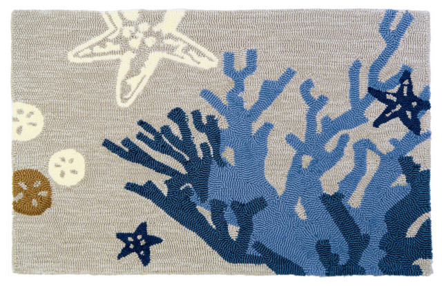 Tranquil Coral & Starfish Homefires Sea Themed Coastal Area Rug, 22"x34 ...