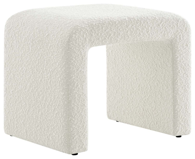 Simba Boucle Fabric Waterfall Stool - Ivory - Transitional - Accent And ...