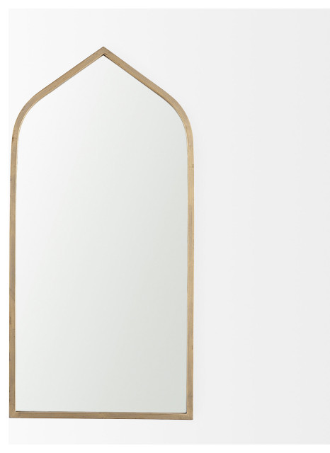 Giovanna Gold Metal Frame Ogee Arch Rectangular Wall Mirror, 49" x 24 ...