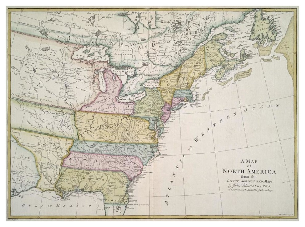 "American Revolutionary Era Map, 1782" Paper Print by James Blair, 18 ...