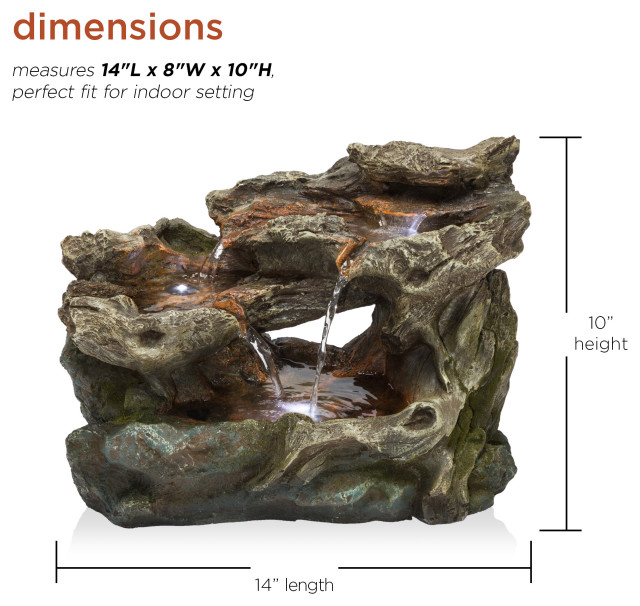 Alpine 3 Tier Rainforest Tabletop Fountain With LED Lights, 10 ...