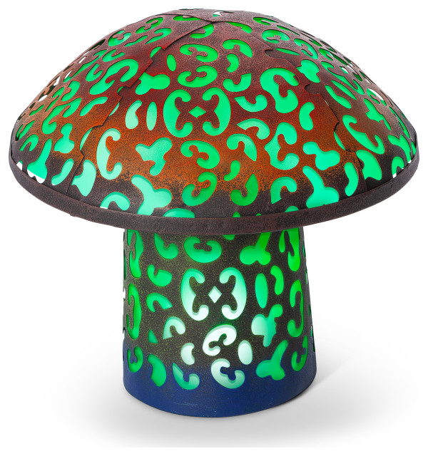 11" Solar Lighted Garden Meadow Mushroom - Contemporary - Novelty ...