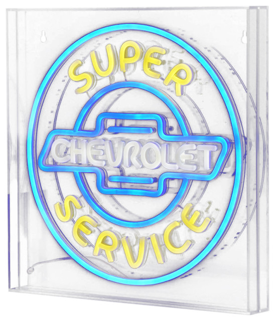 Licensed Chevrolet Super Service Acrylic LED Wall Decor Sign 16"x16 ...