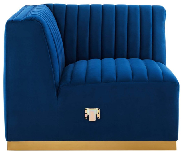 Modway Conjure Channel Tufted Performance Velvet Left Corner Chair in ...