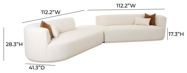 Fickle Cream Boucle 3-Piece Modular Sectional - Transitional - Living ...