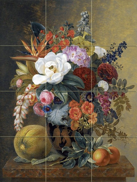 Tile Mural Exotic Blooms Kitchen Bathroom Wall Backsplash, 6" Ceramic ...