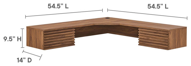 Render Wall Mount Corner Office Desk, Walnut - Transitional - Desks And ...