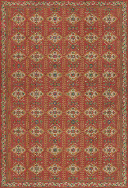 Persian Bazaar Hamadan, Arkadas 120x175 Vintage Vinyl Floorcloth, Red ...