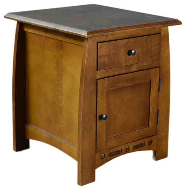 Mission Quarter Sawn White Oak 1 Drawer 1 Door Inlay End Table ...