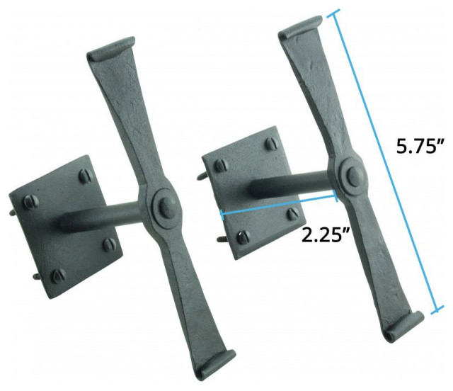 Pair Shutter Dog Black Wrought Iron Propelier Wood | - Traditional ...