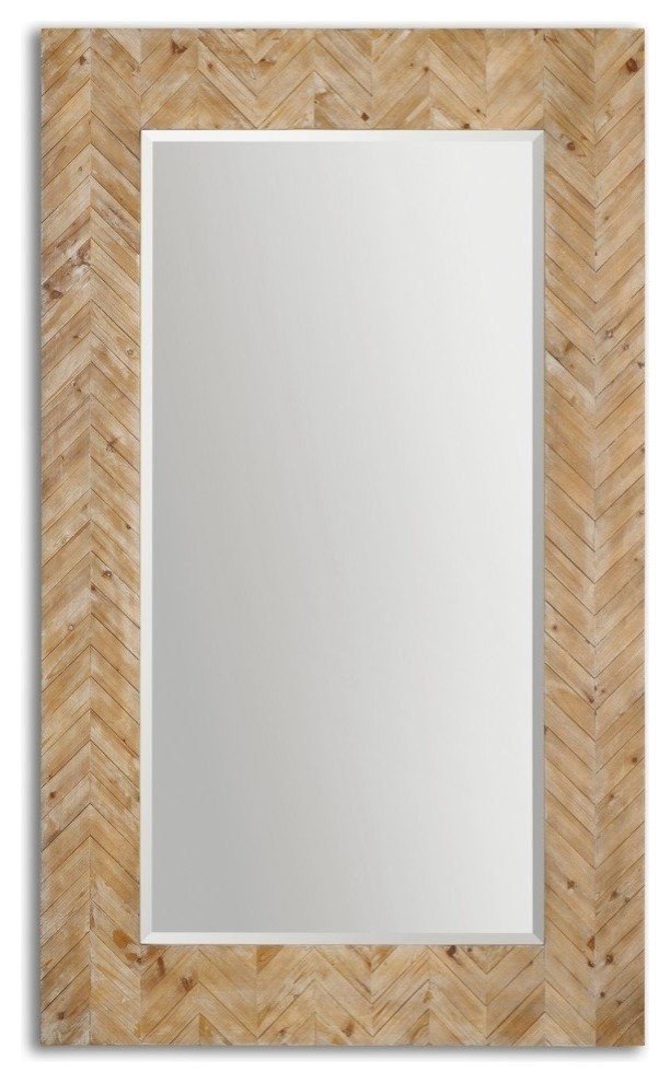 Luxe 74" Light Wood Chevron Wall/Floor Mirror - Contemporary - Floor ...