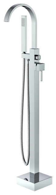 Floor Mount Bathtub Faucet, High Flow Tub Filler With Handheld Shower ...