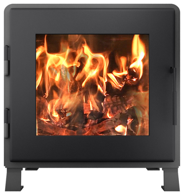 Nova Wood Stove, Charcoal/Satin Black Door with Room Blower Fan ...
