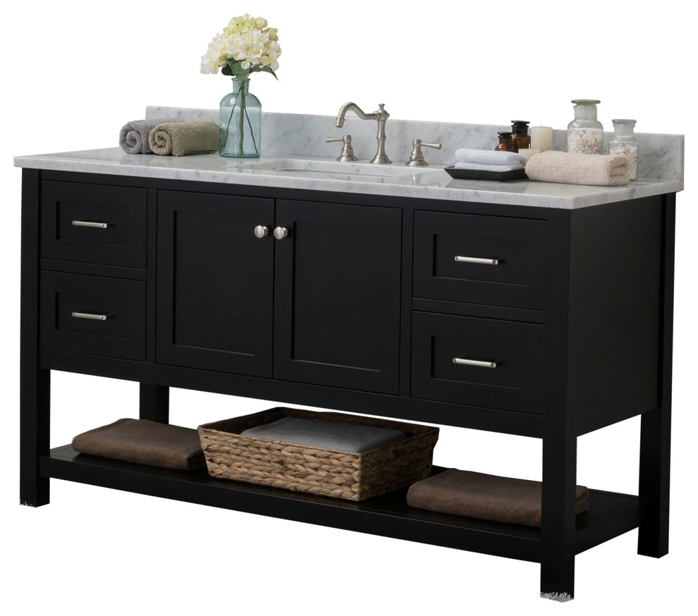 Woodville 60 in. Single Bathroom Vanity in Espresso - Transitional ...