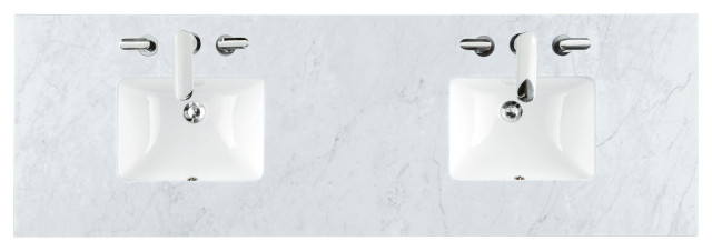 Bristol 72" Double Vanity Whitewashed Walnut, Carrara Marble Top ...