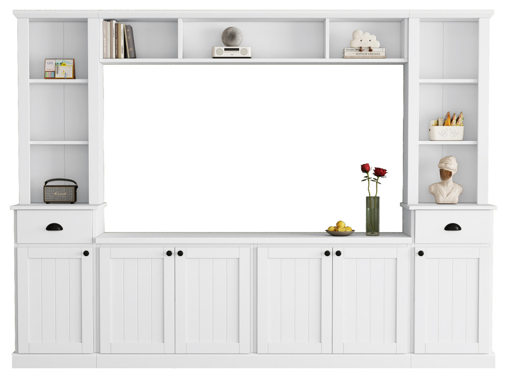 TATEUS Minimalist Entertainment Wall Unit Set with Bridge for TVs Up to ...