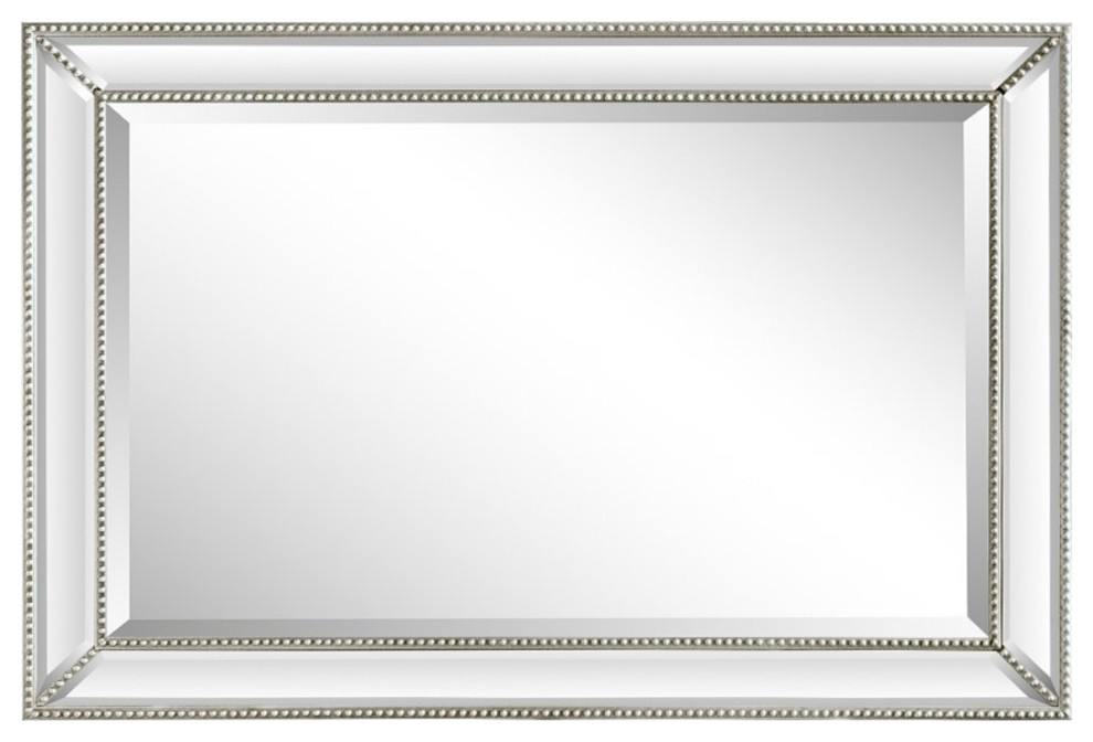 24" Rectangle Silver Beaded Frame Mirror - Transitional - Wall Mirrors ...
