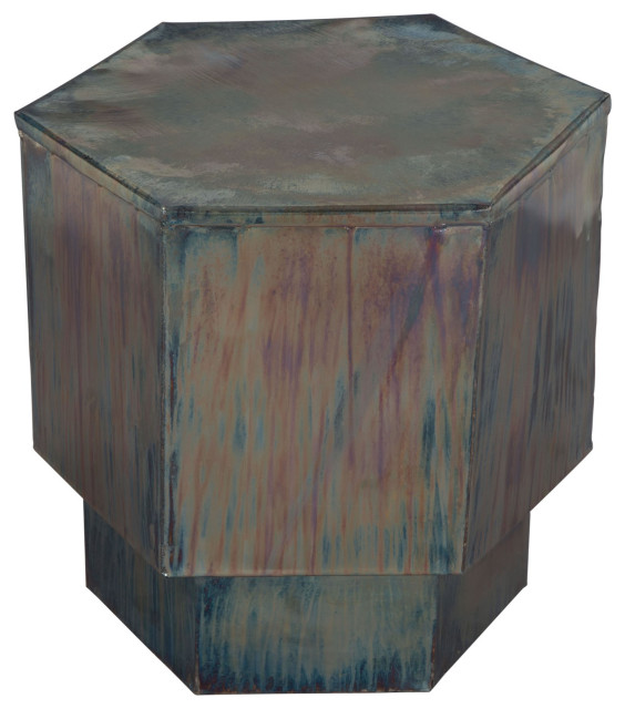 Sofa Side Table, Metal Iron, Multicolor, Rustic Industrial Lounge ...