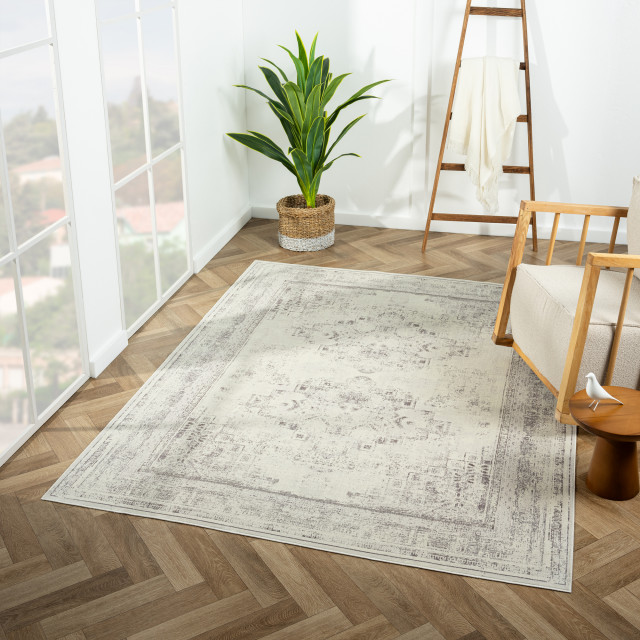 Ayla Gray Traditional Medallions Waterproof Area Rug, 7'10" X 9'10 ...