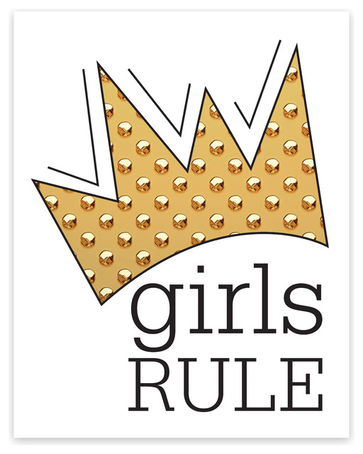 Girls Rule Crown Paper Print, 11"x14" - Modern - Kids Wall Decor - by ...