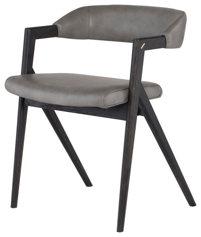 Jaelyn Dining Chair raven leather Set Of 2 - Midcentury - Dining Chairs ...