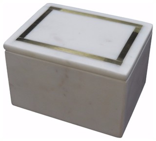 Practically Beautiful Marble Accent Box, White - Contemporary ...