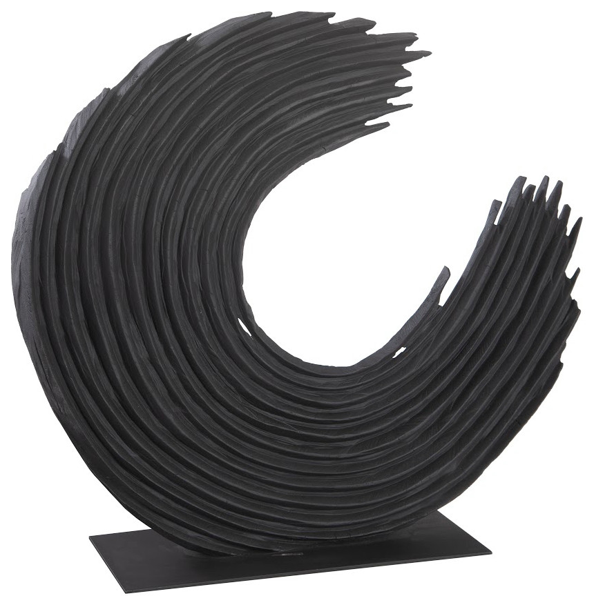 Swoop Tabletop Sculpture, Black Wood, Large - Rustic - Decorative ...