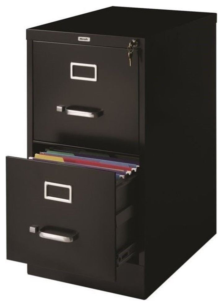 Bowery Hill 22 2 Drawer Metal Letter Width Vertical File Cabinet In Black Transitional 