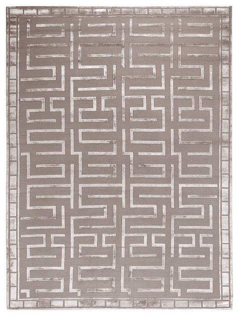 Metro Velvet Hand-Knotted Wool and Viscose Silver Area Rug, 9'x12', 9 ...