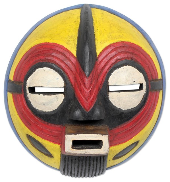 Joy African Wood Mask - Tropical - Wall Sculptures - by NOVICA | Houzz