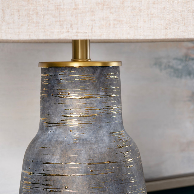 Trinity 28" Urn Table Lamp With Linen Drum Shade, Gray - Farmhouse ...