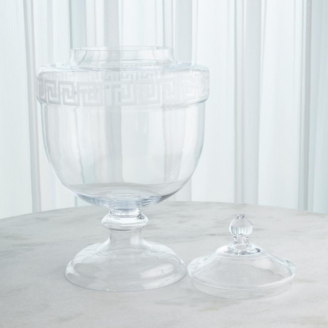 Greek Key Clear Glass Urn - Traditional - Decorative Jars And Urns - by ...