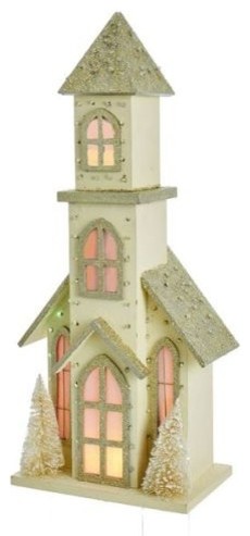 Kurt Adler 17" Fiber Optic Church Decor - Contemporary - Holiday ...