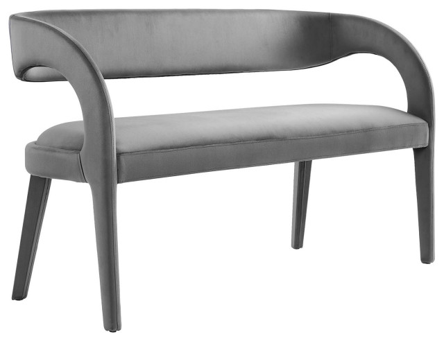 Pinnacle Performance Velvet Accent Bench, Gray - Transitional ...