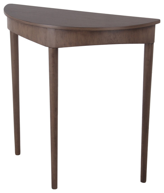 Half Moon Console Table with Round Legs, Brown - Midcentury - Console ...