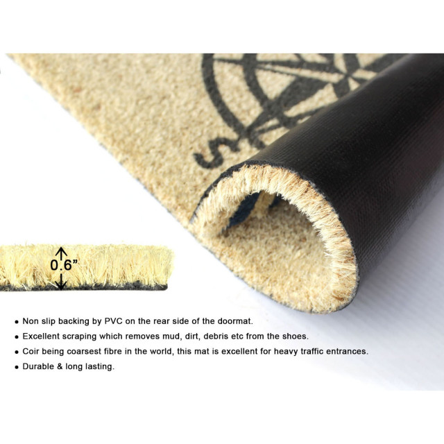 Gray Machine Tufted Welcome Compass Doormat, 18" x 30", 18" x 30 ...