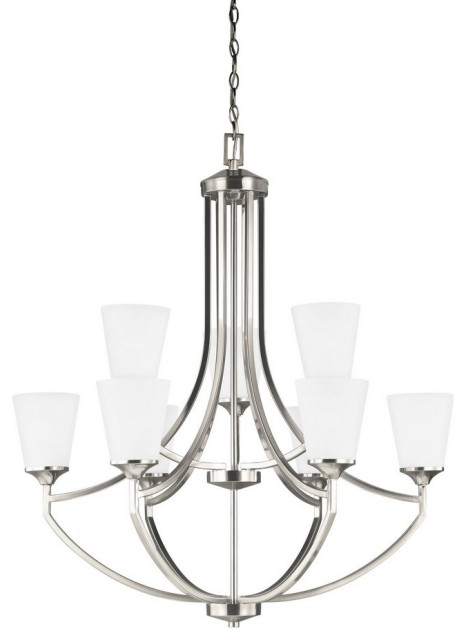 Nine Light 2-Tier Chandelier-Brushed Nickel Finish-LED Lamping Type ...
