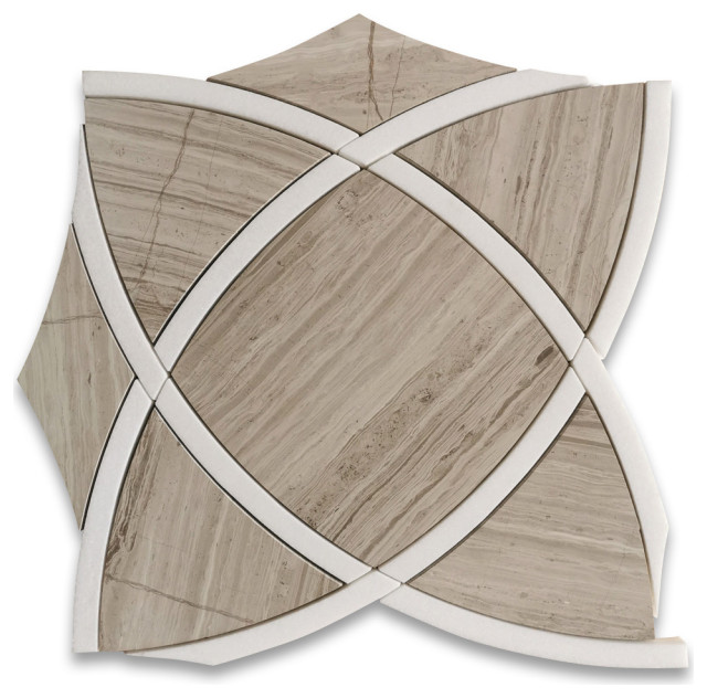 Athens Silver Cream Marble Celtic Waterjet Mosaic Tile Thassos White, 1 ...