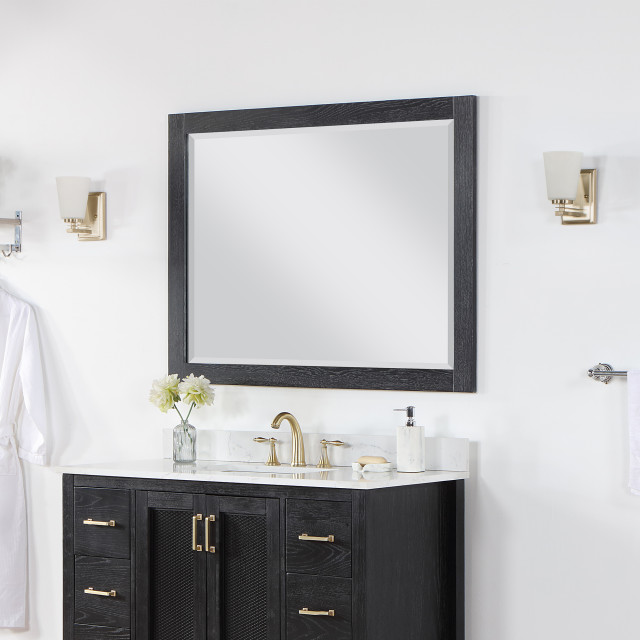 Ivy Rectangular Bathroom Wood Framed Wall Mirror, 48" - Transitional ...