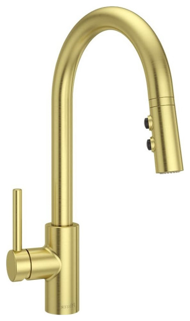 Brushed Gold Kitchen Faucet with Pull-Down Sprayer, Single Handle, High ...