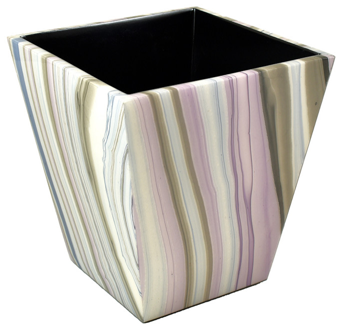 Lavender with Black Lacquer Waste Basket - Contemporary - Wastebaskets ...