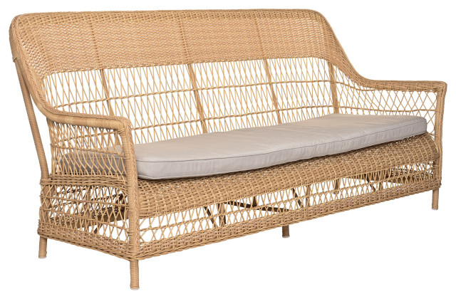 Dawn 3-Seater Sofa With Cushion, Natural Finish - Tropical - Outdoor ...