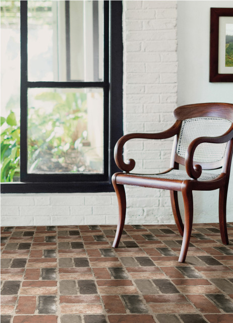 Harvard Brick Red Peel & Stick Floor Tiles, Sample - Farmhouse - Vinyl ...