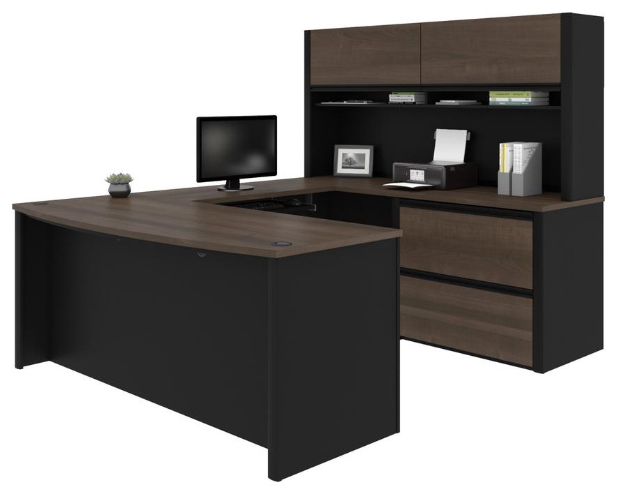 Connexion U-shaped workstation in Antigua & Black - Transitional ...