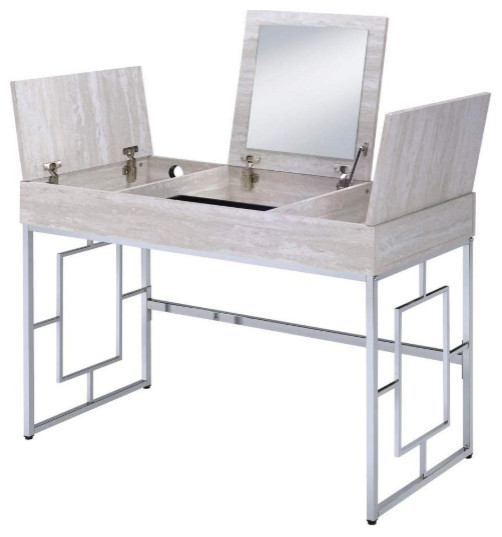Modern Chic Whitewash Vanity Desk - Contemporary - Bedroom & Makeup ...