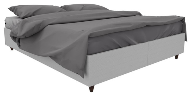 Yatas Bedding Lisbon Metal King Size Bed Base with Storage in Gray ...