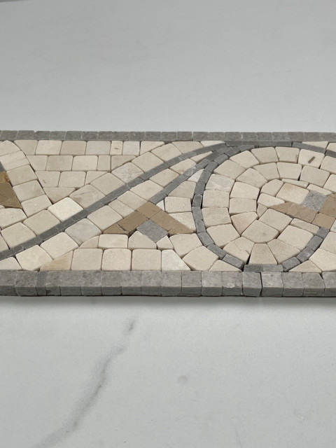 Marble Mosaic Border Listello Insert Tile Agean Sienna 5x14.5 Tumbled ...