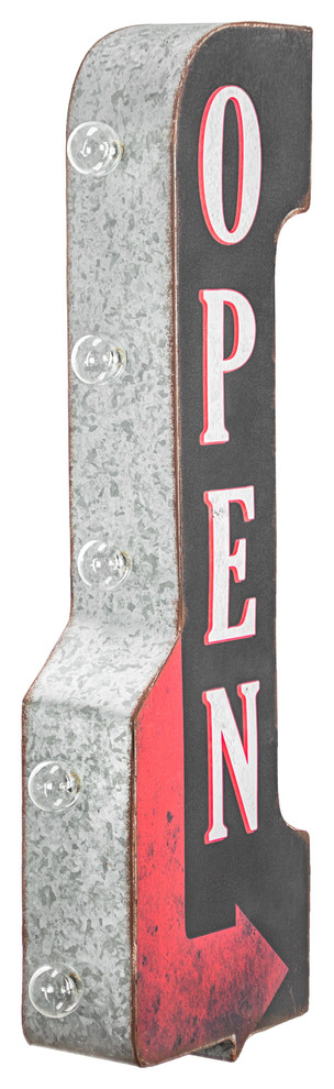 Open Arrow Pointing LED Sign, 30" H x 9" L x 4" D - Modern - Novelty ...